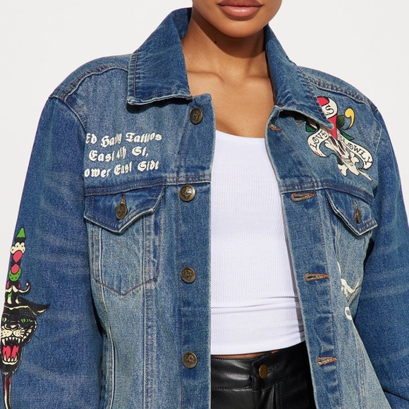 Ed Hardy | Jackets & Coats | Ed Hardy Flame Skull Denim Jacket Ehu7042 ...